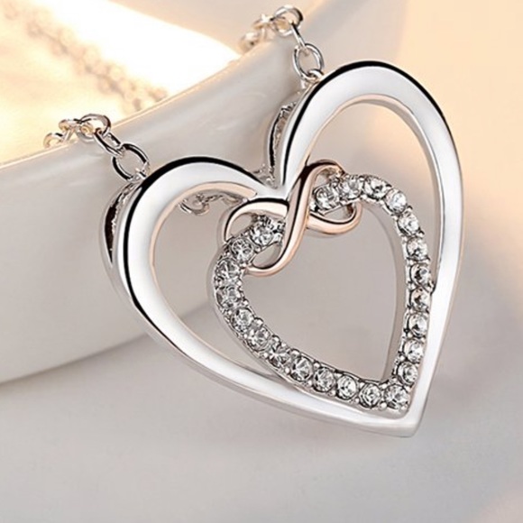 Jewelry | Luxury 2tone Color Double Heart Pendant Necklaces | Poshmark